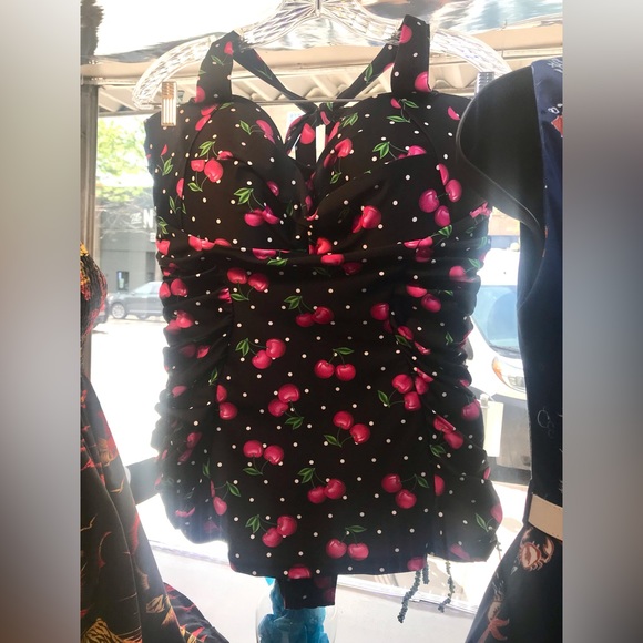 Unique Vintage | Swim | Unique Vintage Corinne Cherry Pin Dot Sheath ...